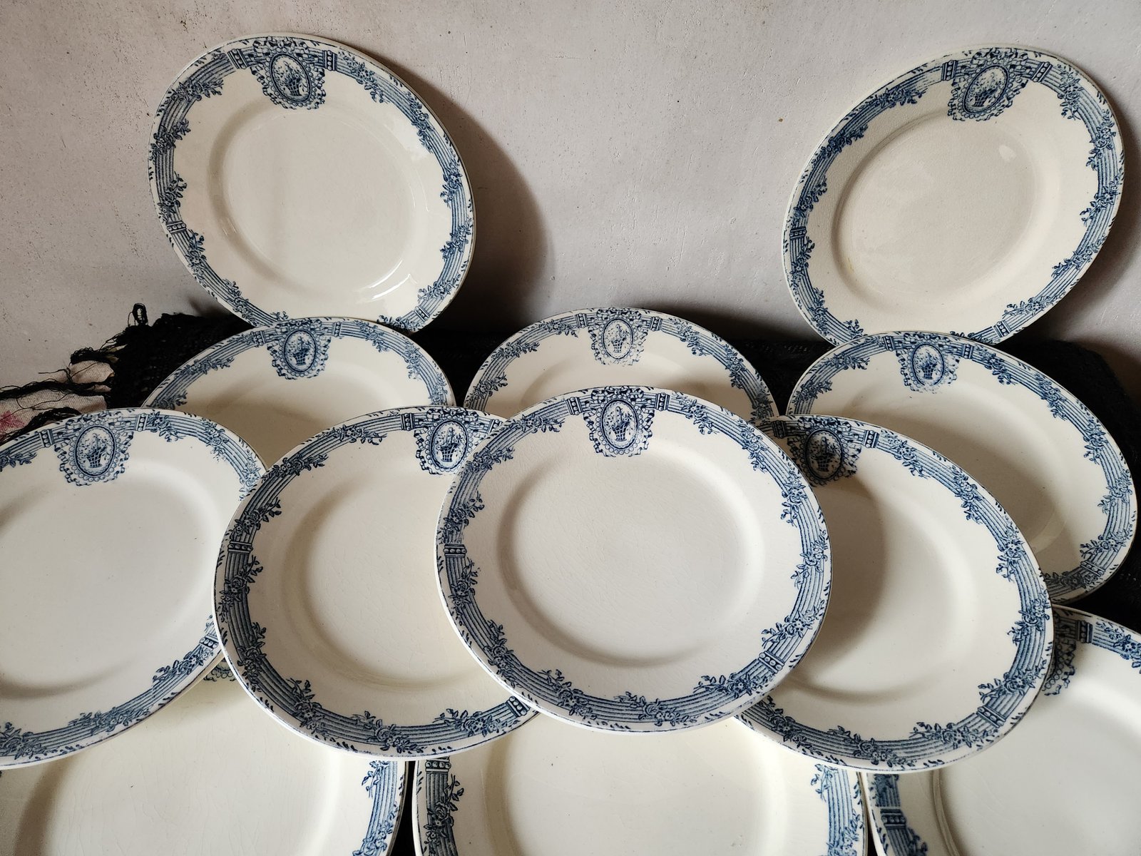 Small Vintage Blue Versailles Series Plates from Salins, 19th Century ...