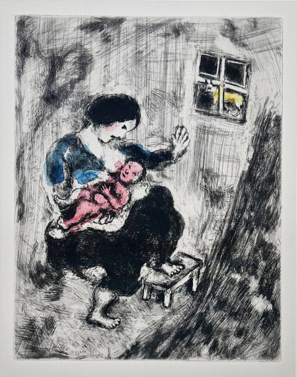 Marc Chagall, The Wolf, the Mother, and the Child, 1954, Etching for ...