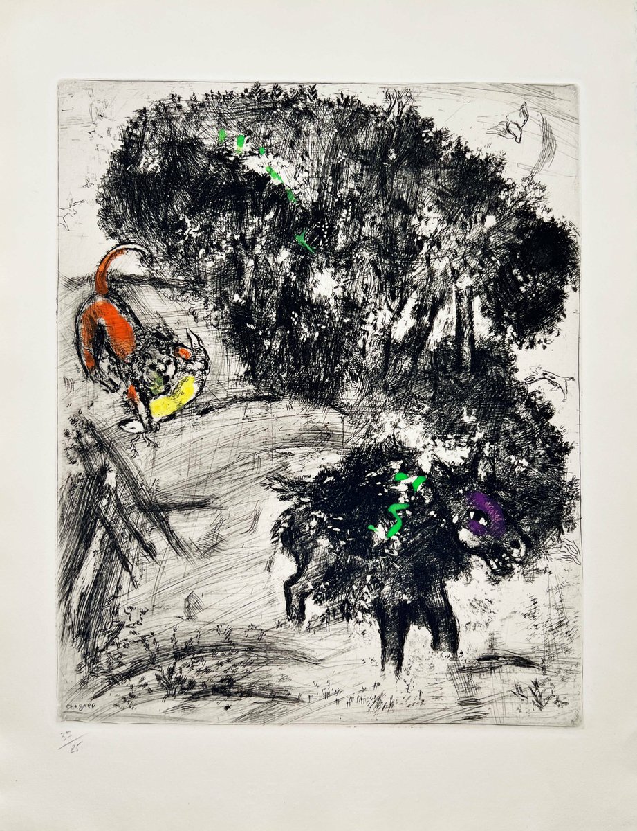 Marc Chagall, The Lion Go Hunting and the Donkey, 1954, Etching for ...