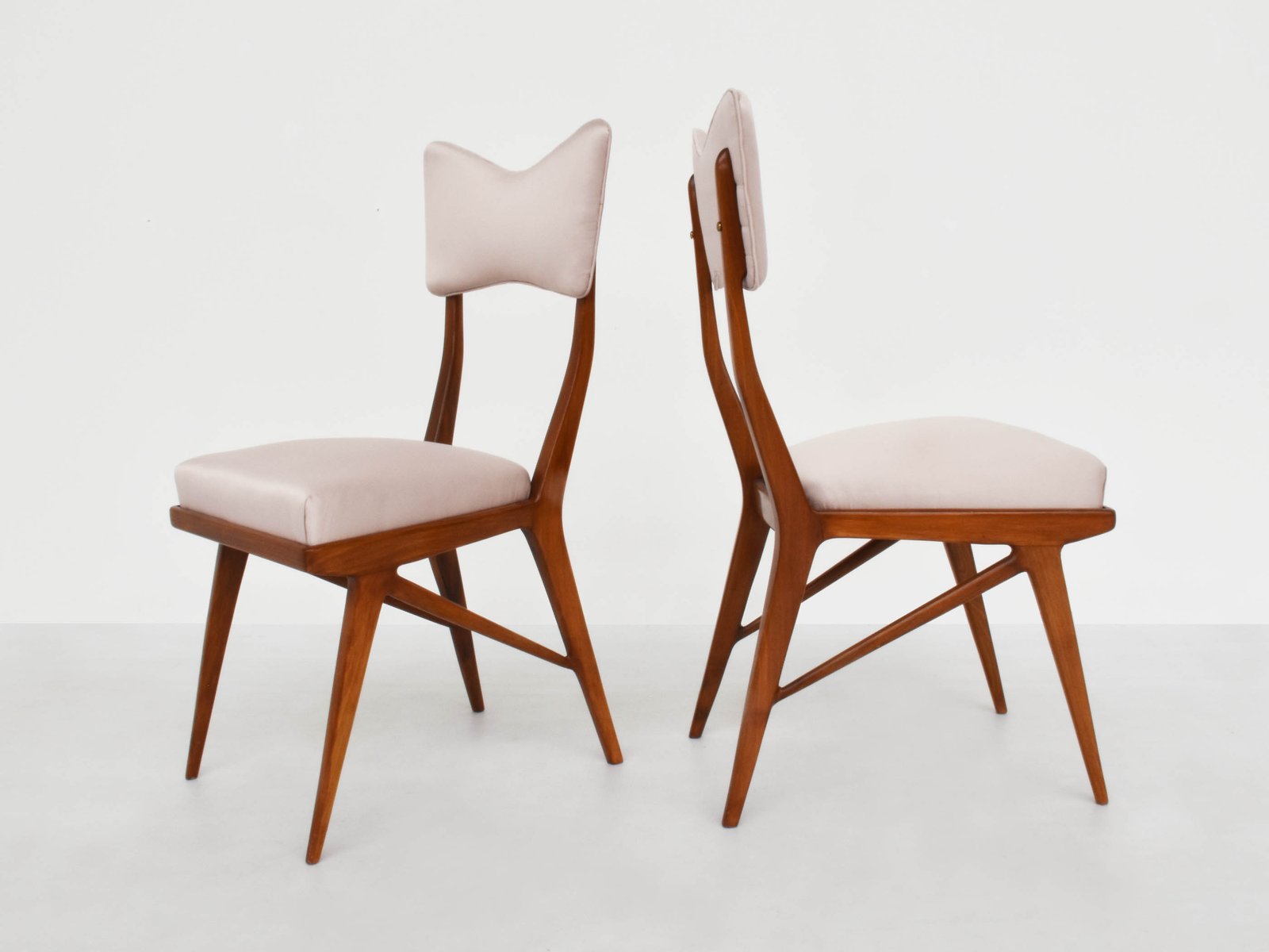 Italian Papillon Back Chairs in Light Pink Satin by Ariberto Colombo ...