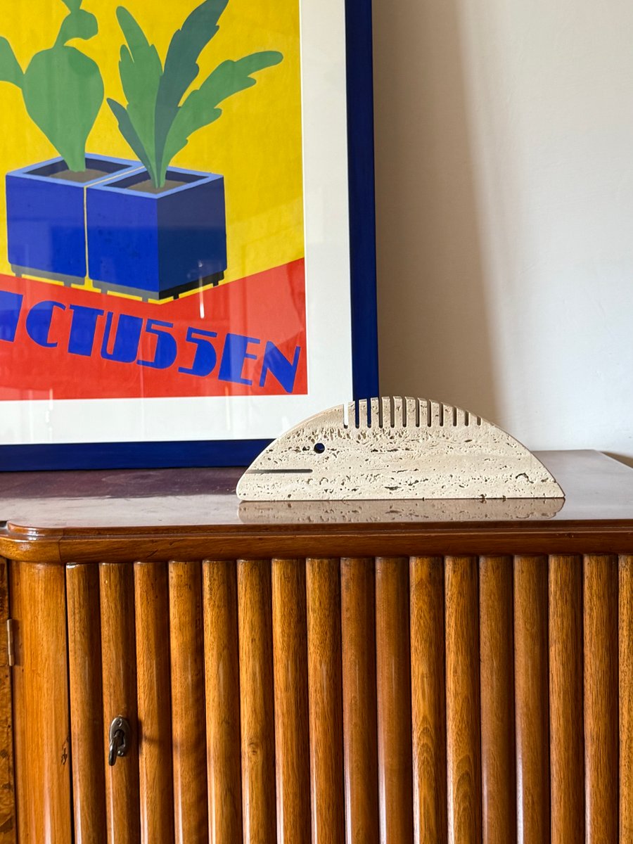 Brutalist Travertine Fish Shaped Desk Organizer or Figure by Enzo Mari ...