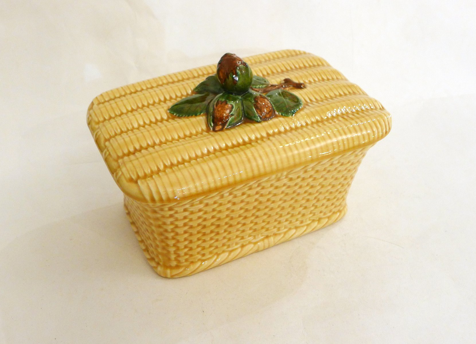 Large Panier & Noisettes Candy Box in Slip Earthenware by Gien, 1960s ...