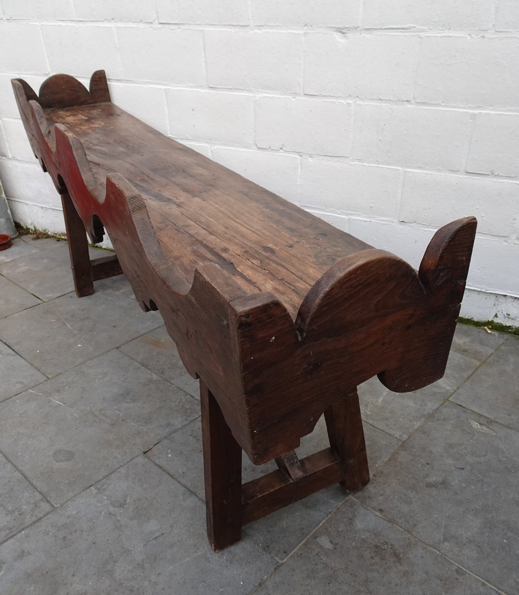 Antique Rustic Oak Bench, 1800s for sale at Pamono