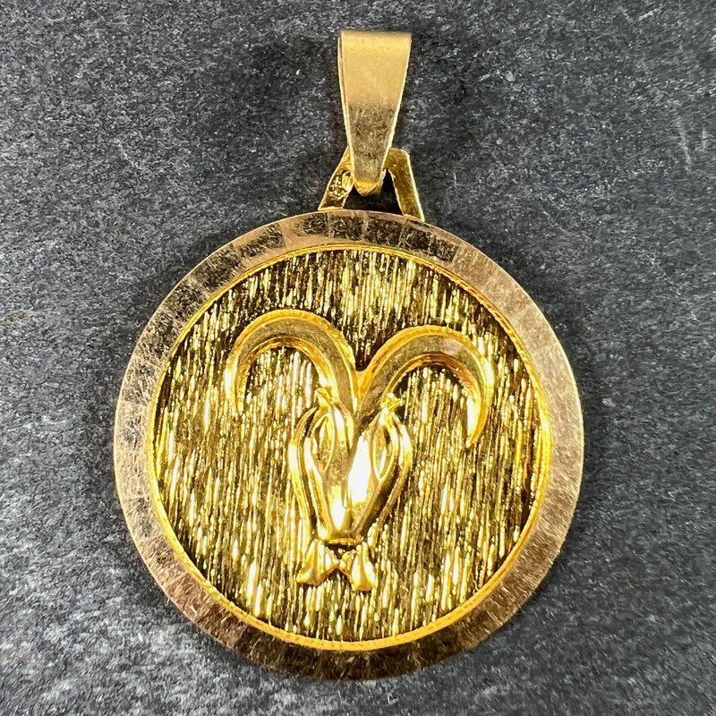 Vintage French 18 Karat Yellow Gold Zodiac Aries Charm Pendant, 1970s ...
