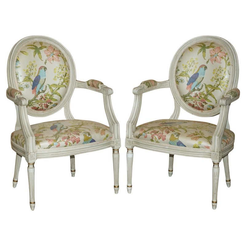 Vintage French Louis XVIII Style Chairs, 1920s, Set of 2 for sale at Pamono