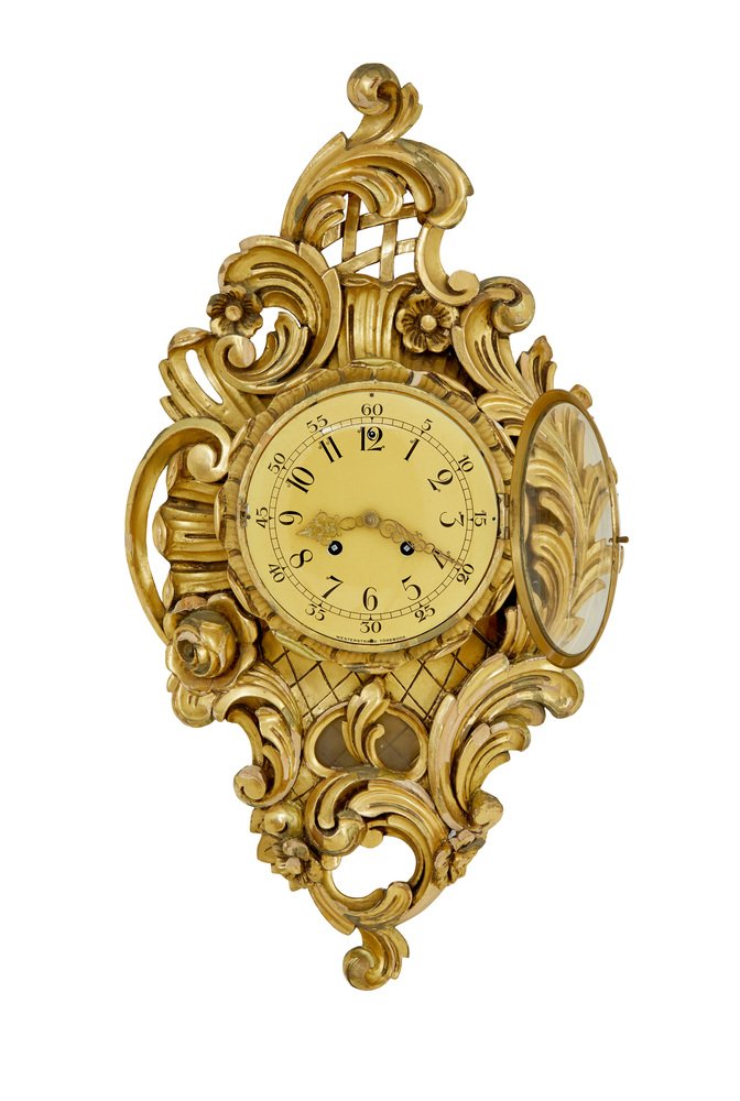 Mid-Century Modern Rococo Revival Carved Gilt Clock from Westerstrand ...