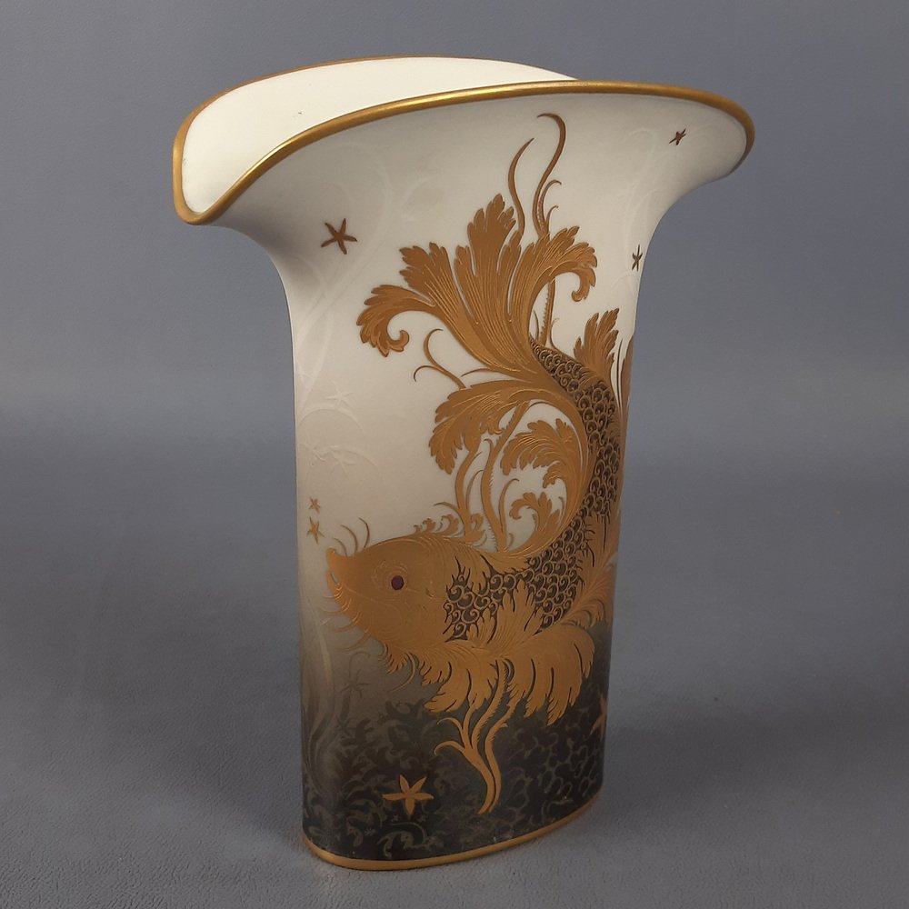 Handmade 24 Karat Gold-Plated Porcelain Goldfish Vase from Morbelli ...