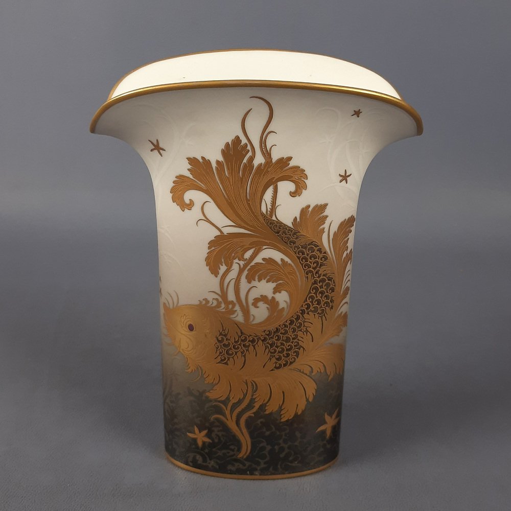 Handmade 24 Karat Gold-Plated Porcelain Goldfish Vase from Morbelli ...