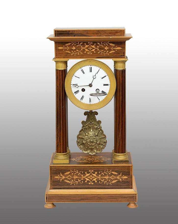 Antique Charles X Clock in Exotic Fine Woods, France, 19th Century for ...