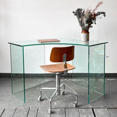 Vintage Curved Glass Table for sale at Pamono