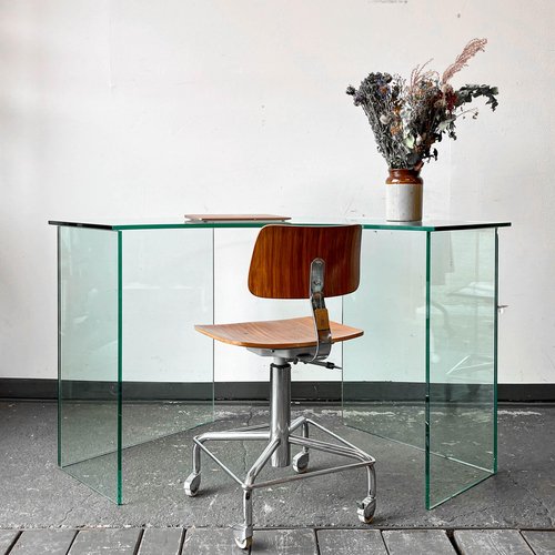 Vintage Curved Glass Table for sale at Pamono