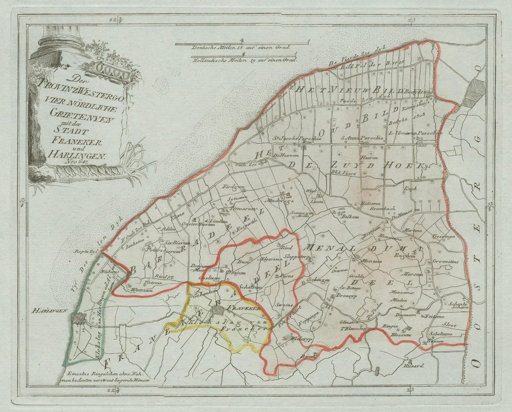 Antique Map of Franeker and Harlingen in Friesland by Von Reilly, 1791 ...