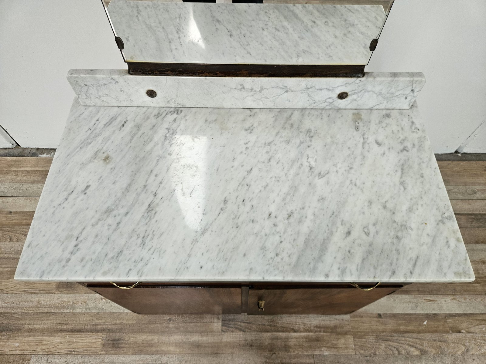 Art Deco Walnut Storage Unit with White Marble, 1940 for sale at Pamono