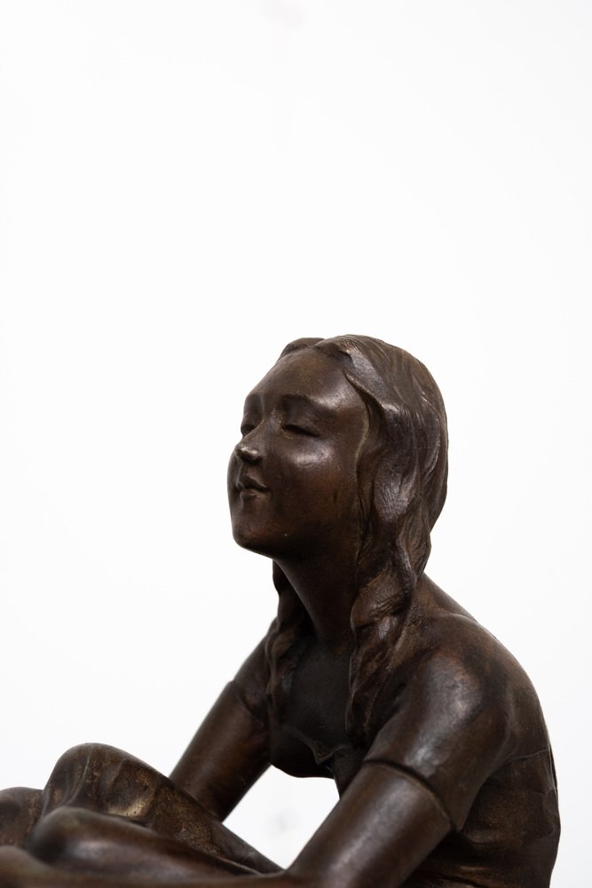 French Art Deco Clock with Stylized Birds and Garniture, 1910, Set of 3 ...