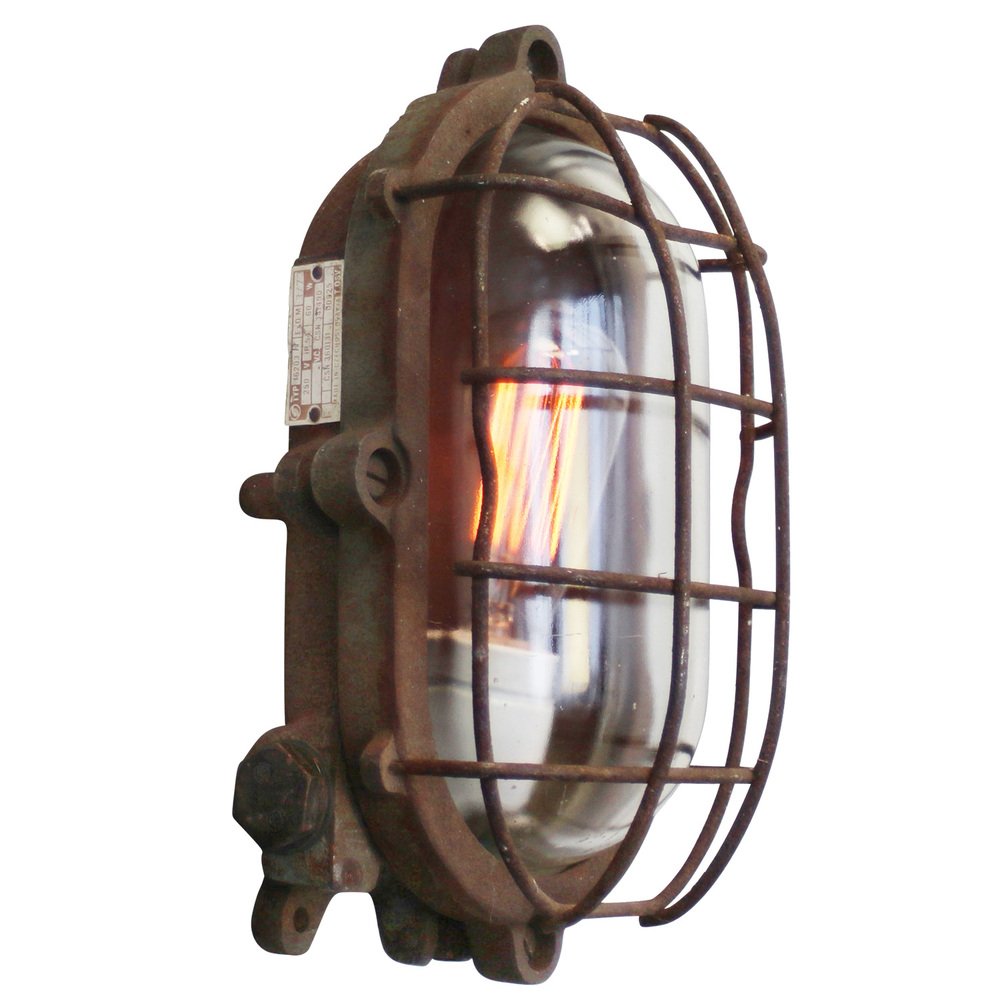 Sconce in Rust Cast Iron and Clear Glass for sale at Pamono