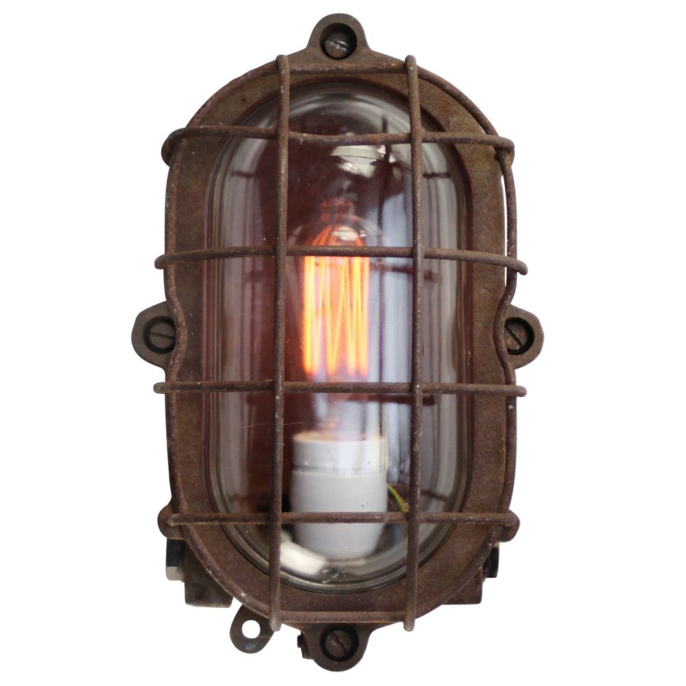 Sconce in Rust Cast Iron and Clear Glass for sale at Pamono