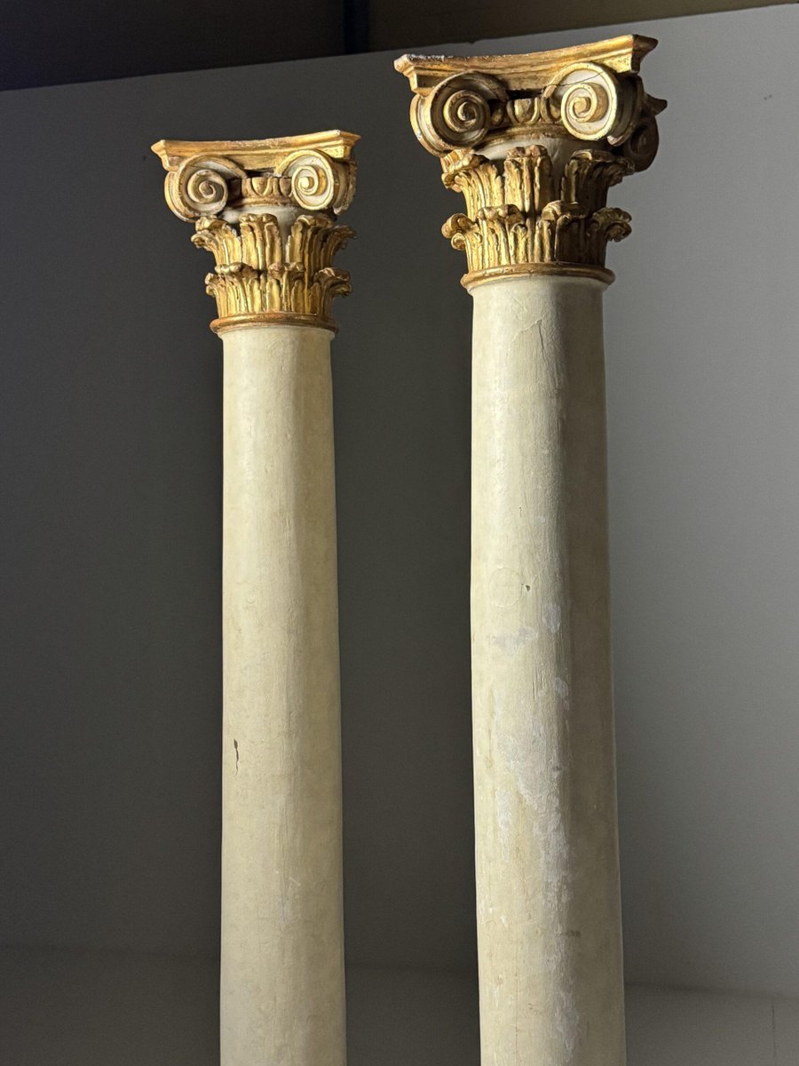 Columns with Gilded Capitals, 18th Century, Set of 2 for sale at Pamono