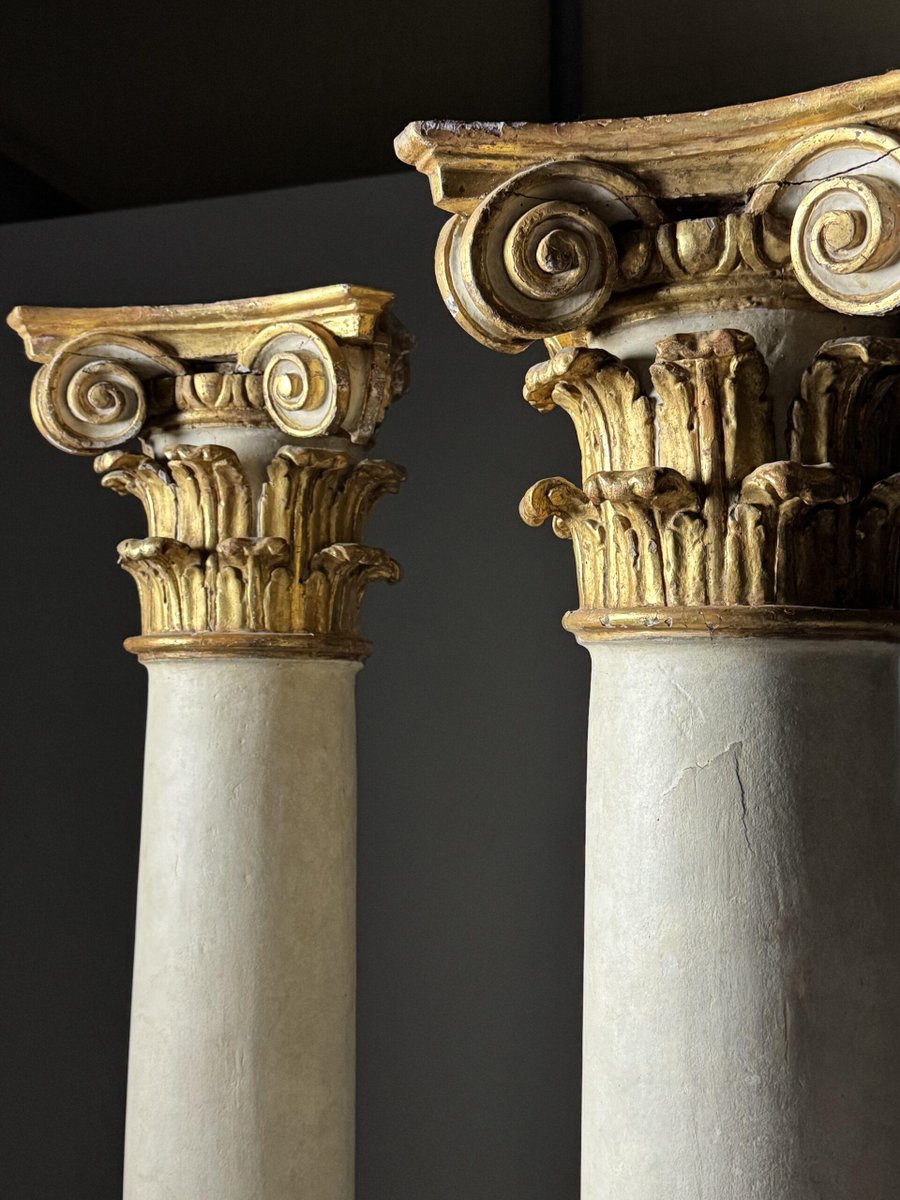 Columns with Gilded Capitals, 18th Century, Set of 2 for sale at Pamono