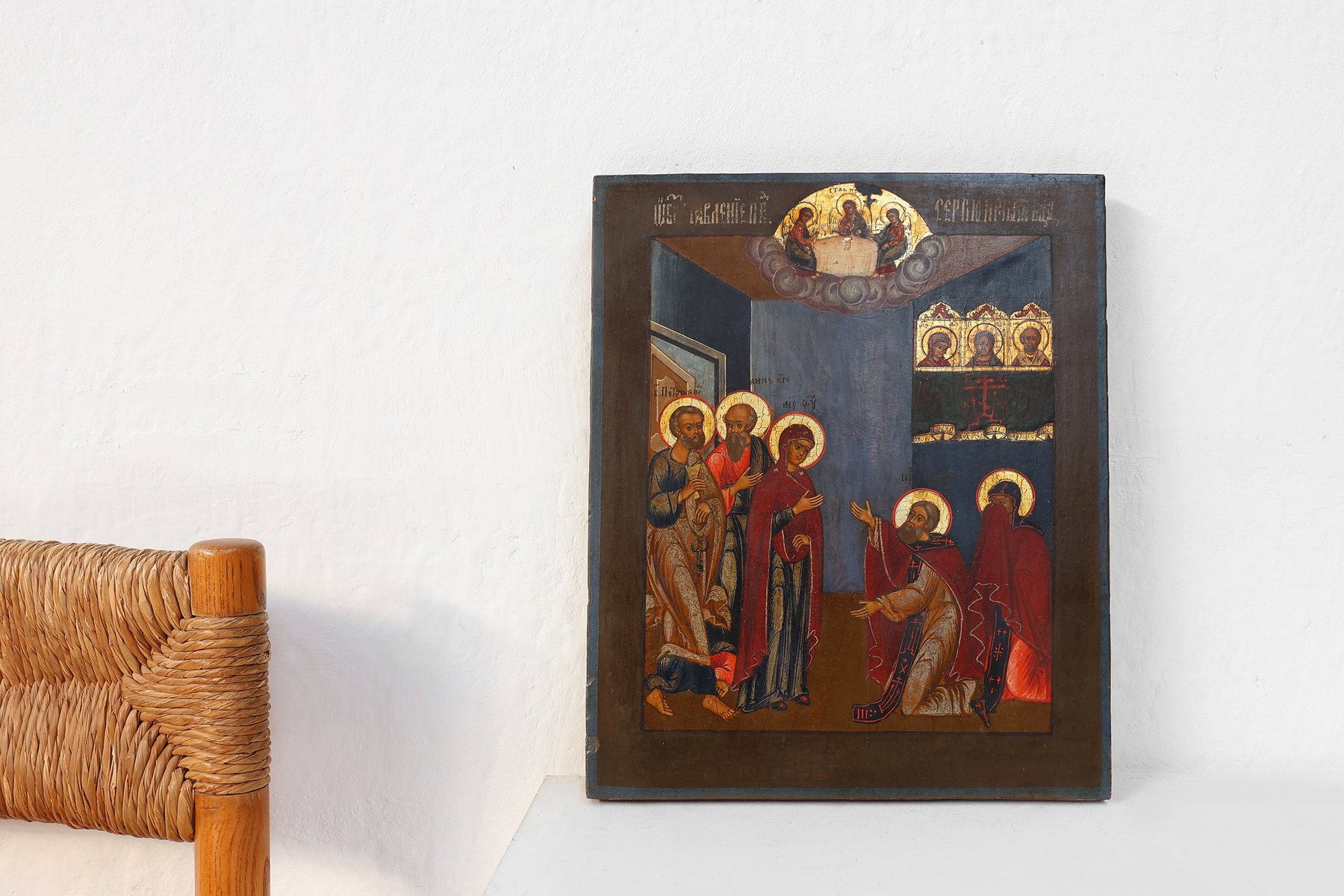 Traditional Religious Icon with Saint Healing a Sick Person, 1800s ...