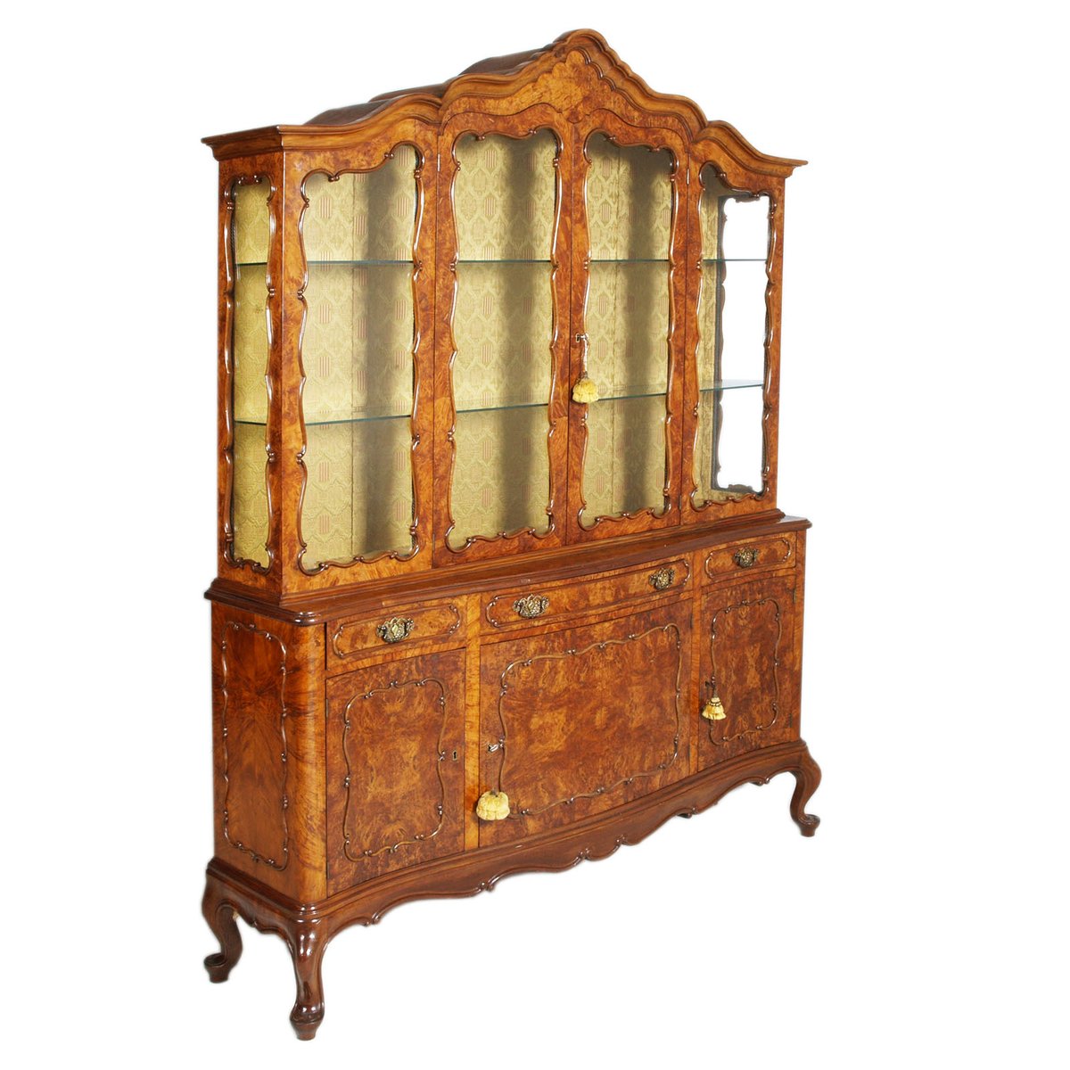 Vintage Venetian Rococo Glass Cabinet in Walnut Burl, 1930s for sale at ...