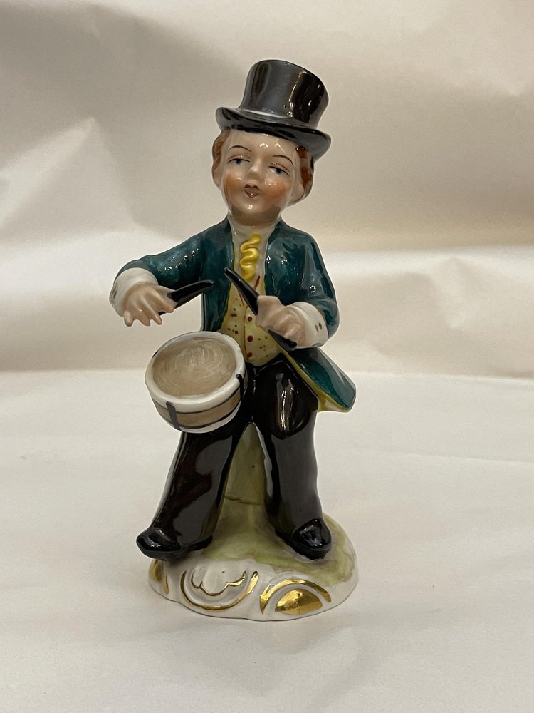 Porcelain Figurine with Drum from Meissen, 20th Century for sale at Pamono
