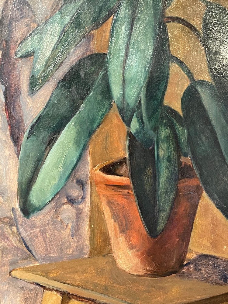 Giulio Benzi, Plant, Oil Painting on Cardboard, Framed for sale at Pamono