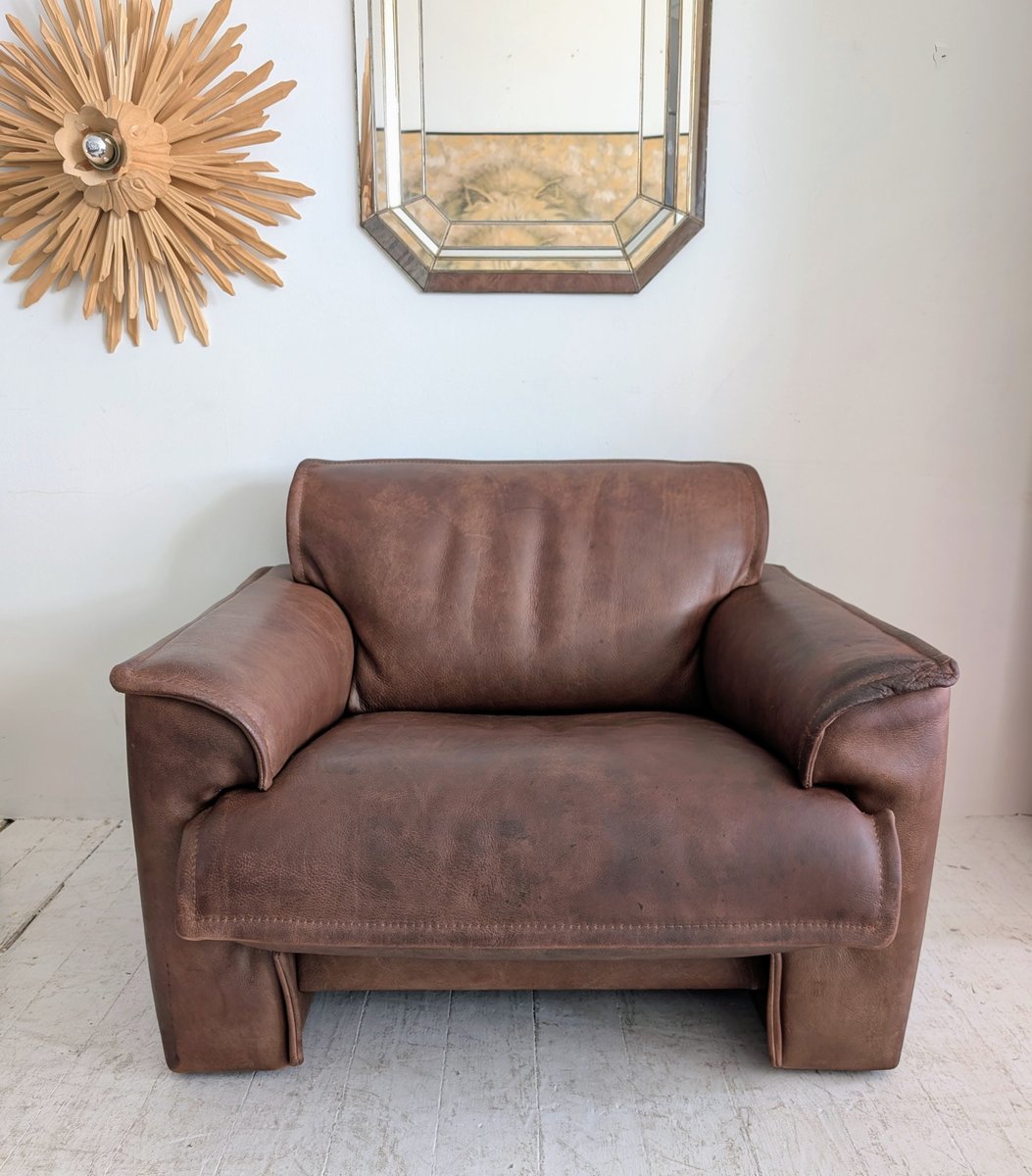 Large Mid-Century Dutch Buffalo Leather Armchair from Leolux, 1970s for ...