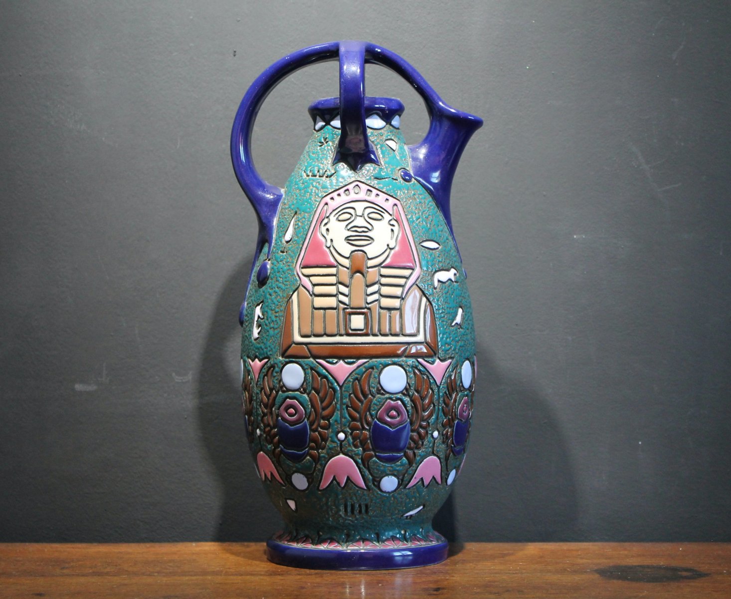 Art Deco Egyptian Revival Style Ceramic Pitcher, 1930s for sale at Pamono