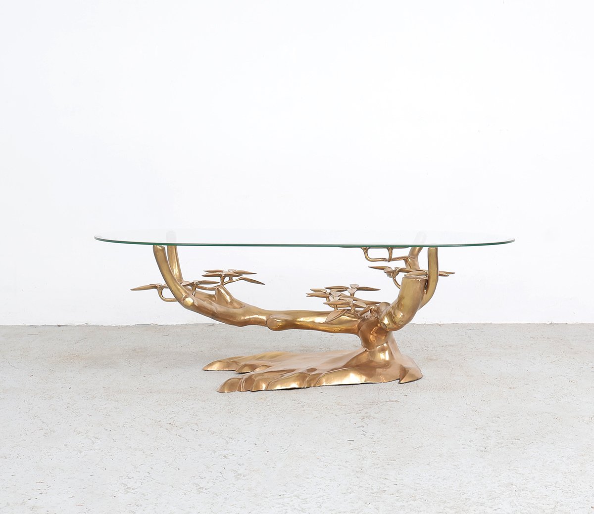 Brass and Glass Bonsai Coffee Table attributed to Willy Daro, 1970s for ...