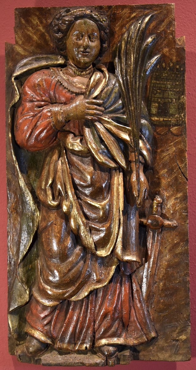French School Artist, High Relief of Saint Barbara, 1500s-1600s, Oak ...
