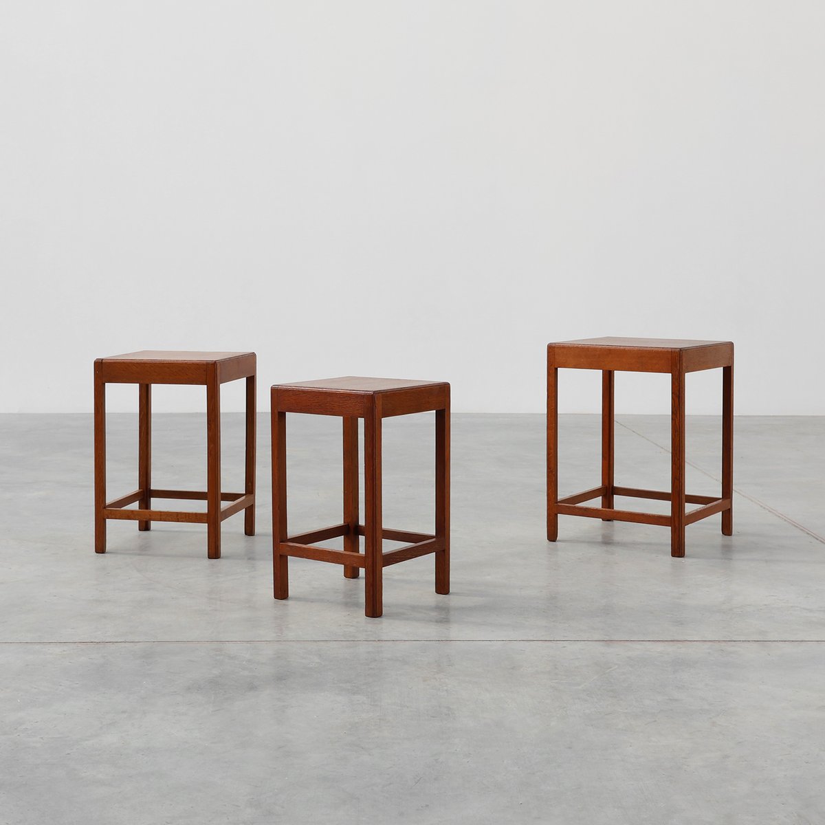 Art Deco Oak Stacking Tables, France, 1920s, Set of 3 for sale at Pamono