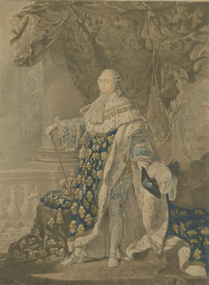 Portrait of Louis XVI in Coronation Robes, 1790-1820, Engraving on ...