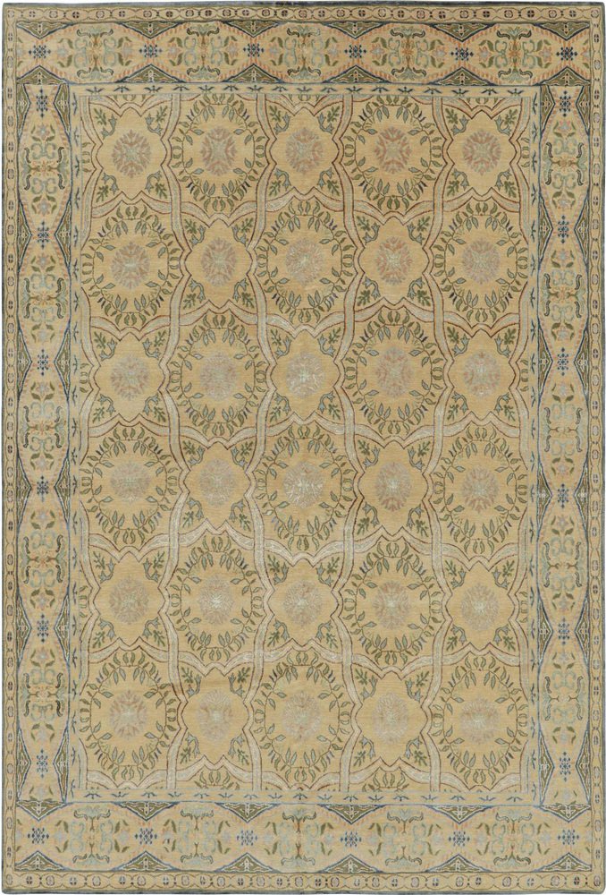 Spanish Style Rug in Gold with Floral Patterns Alcaraz from Rug&Kilim ...