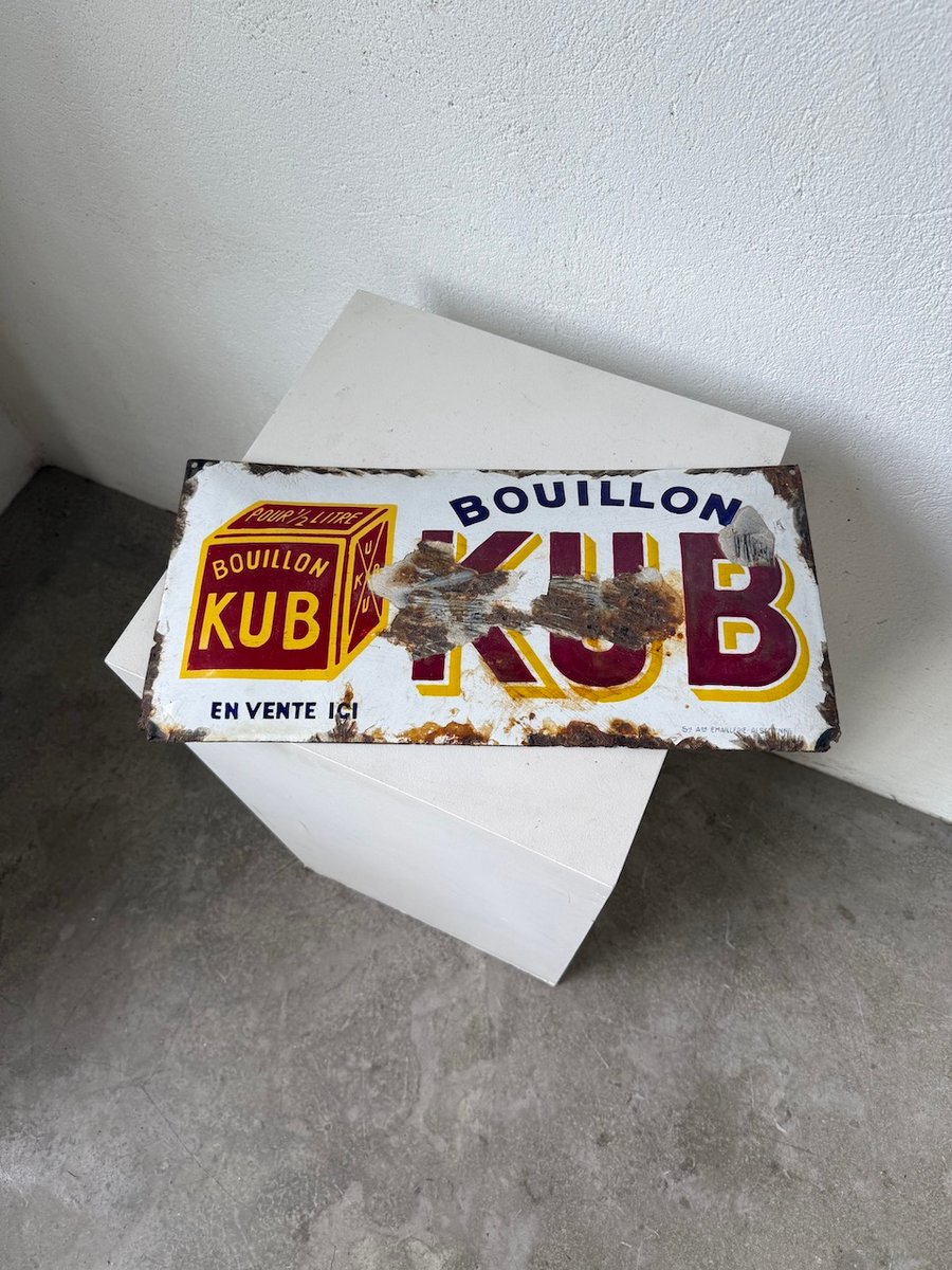 Curved Enamel Plaque from Kubor, 1930s for sale at Pamono