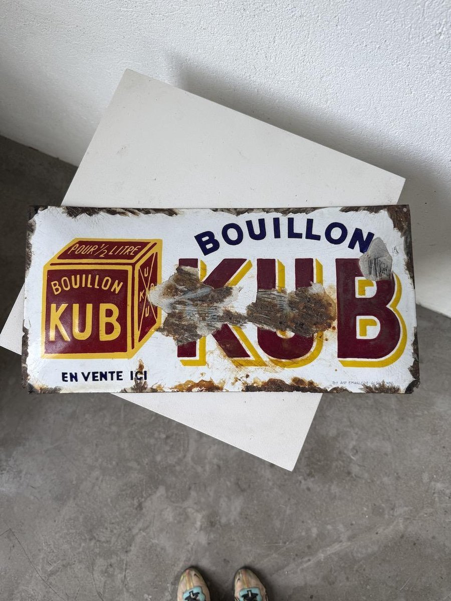 Curved Enamel Plaque from Kubor, 1930s for sale at Pamono