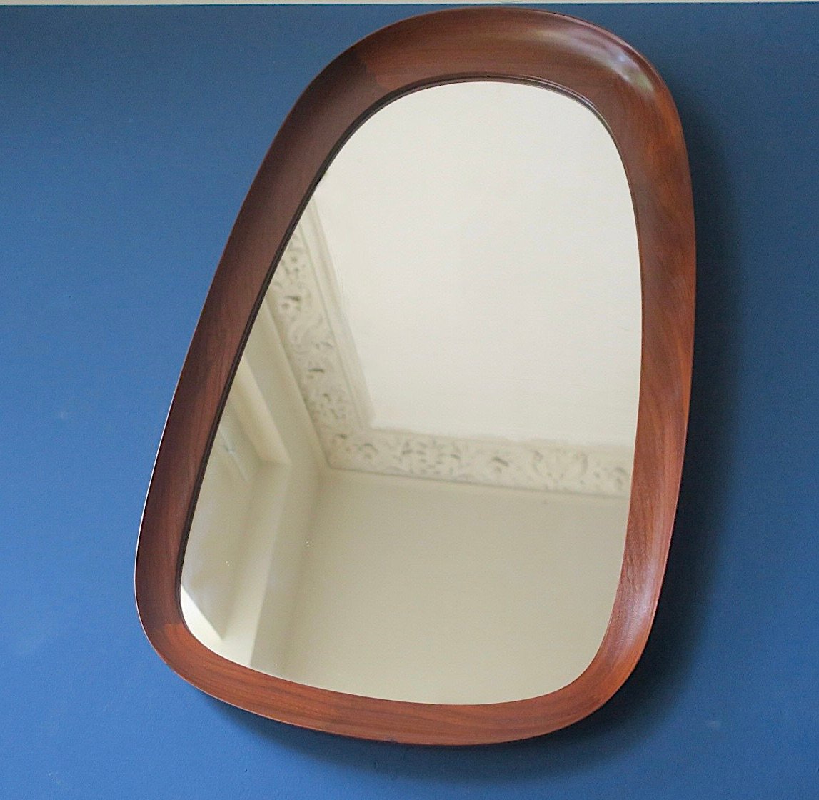 Large Sculptural Mahogany Wall Mirror from AB Glas & Trä Hovmantorp ...