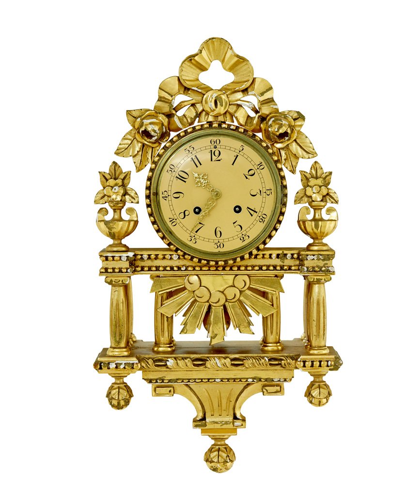 Swedish Rococo Revival Gilt Wall Clock from Westerstrand, 1950s for ...