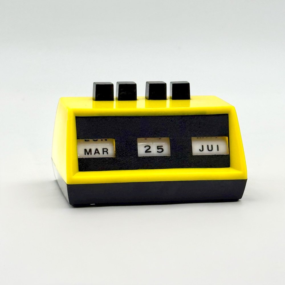 French Perpetual Calendar in Lemon Yellow, 1970s for sale at Pamono