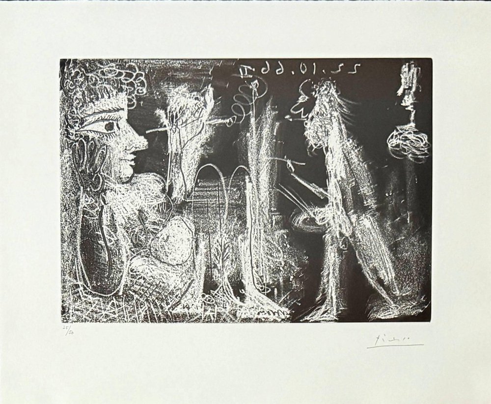 Pablo Picasso, Painter and Model with Cigarette Holder, 1968, Etching ...