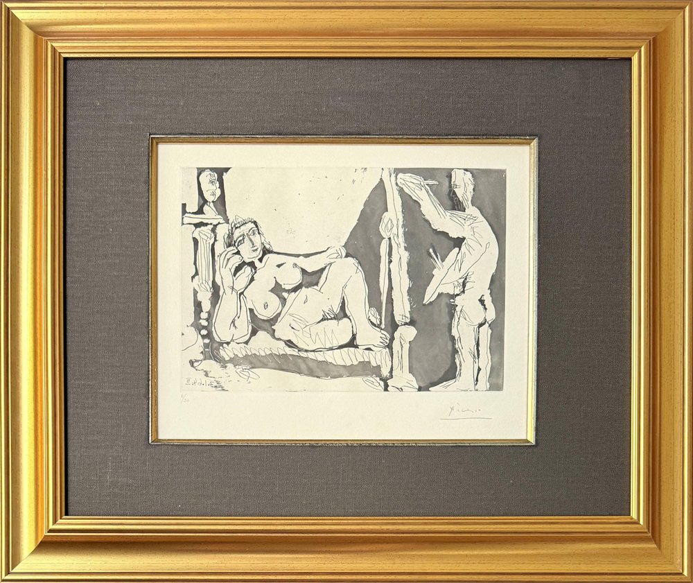 Pablo Picasso, Peintre et Modèle avec une Sculpture I, 1964, Eau-forte ...