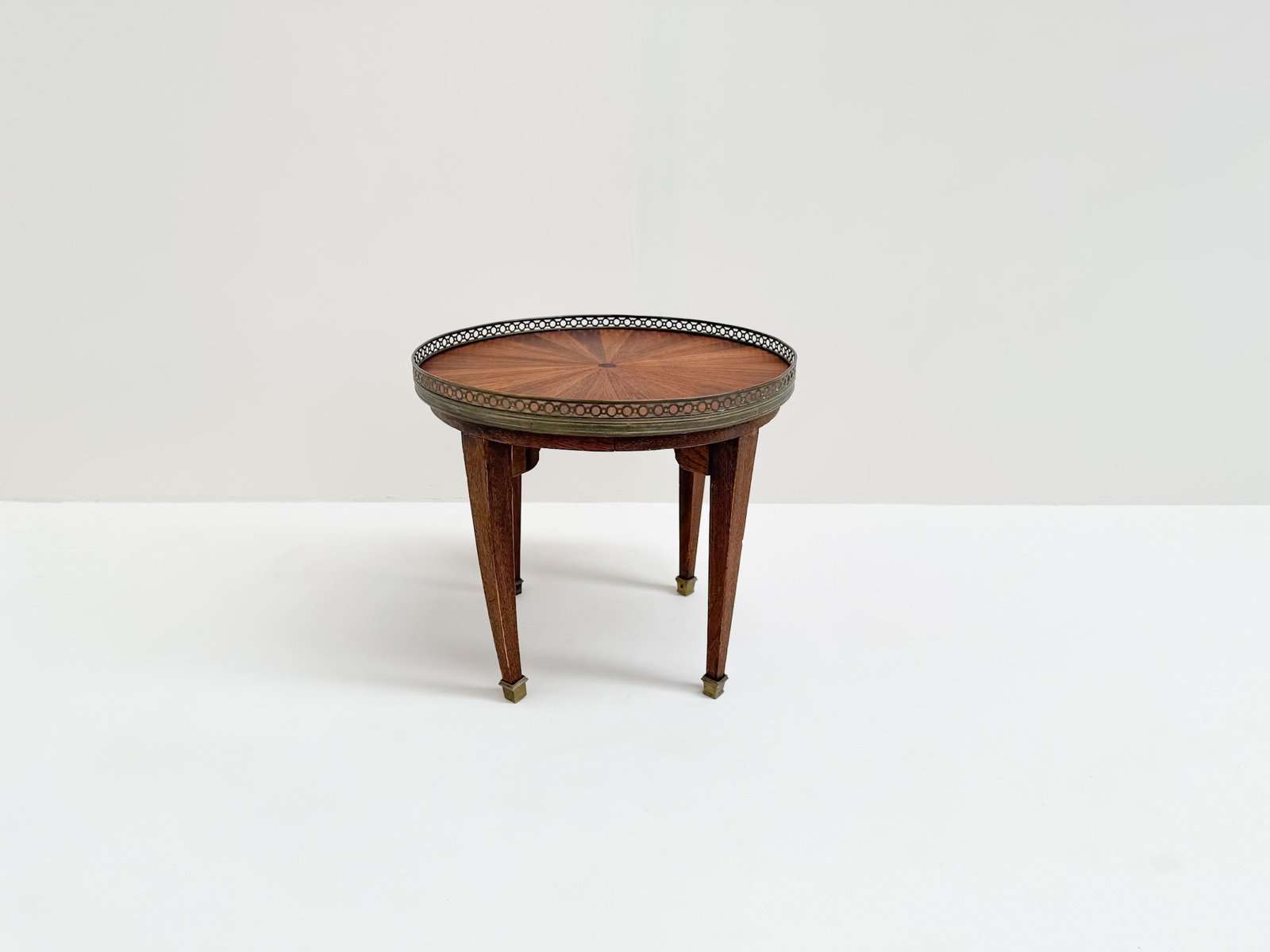 Antique Round Side Table with Brass Gallery, Early 20th Century for ...
