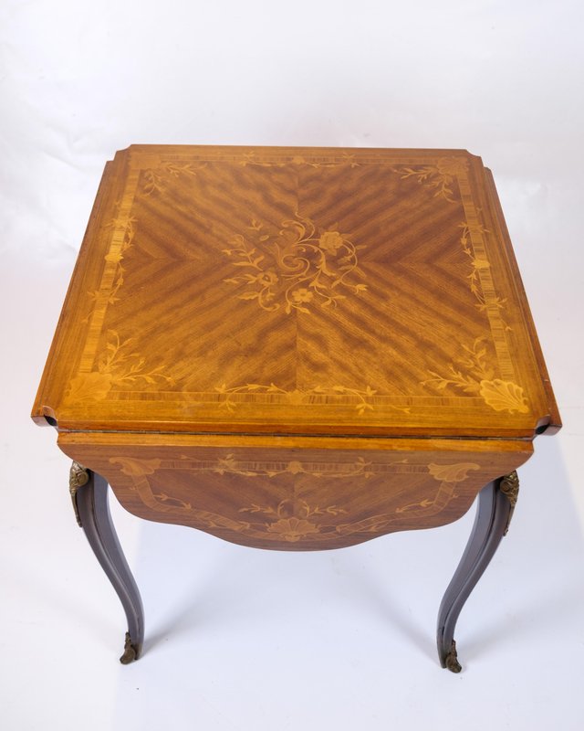 Rococo Style Mahogany and Rosewood Intarsia Side Table with Flaps ...