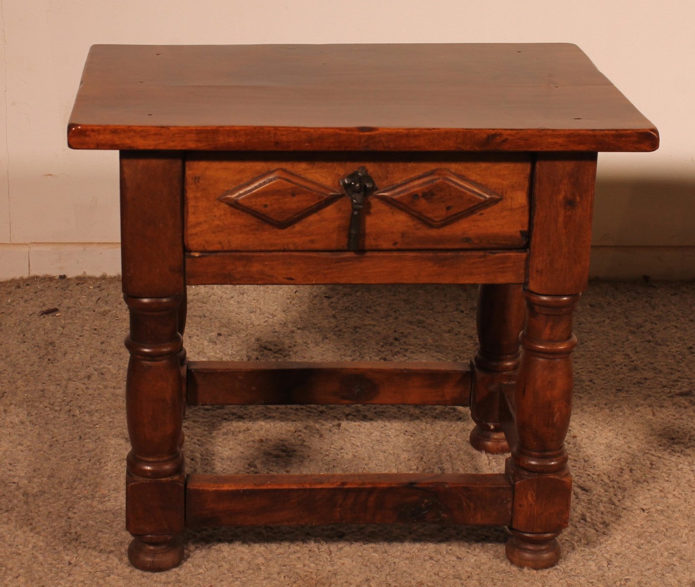 Spanish Walnut Bedside Tables, 1950s, Set of 2 for sale at Pamono