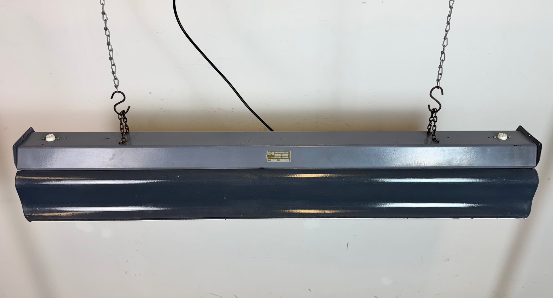 Industrial Grey Enamel Hanging Tube Light from Elektrosvit, 1960s for ...