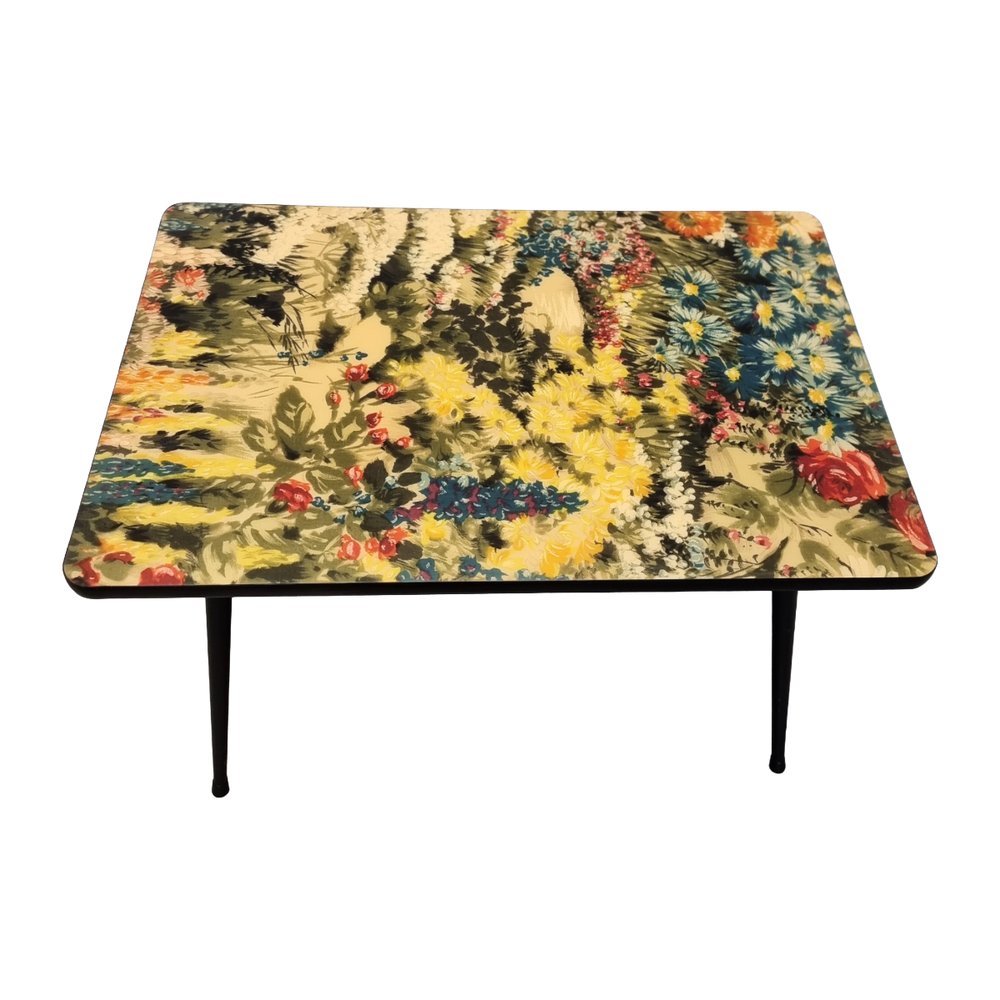 Formica Side Table with Flower Scene, 1950s-1960s for sale at Pamono