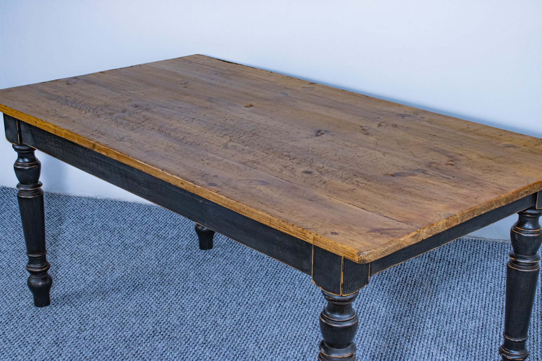 Vintage Hungarian Pine Farm Table with Lathed Legs, 1890s for sale at ...