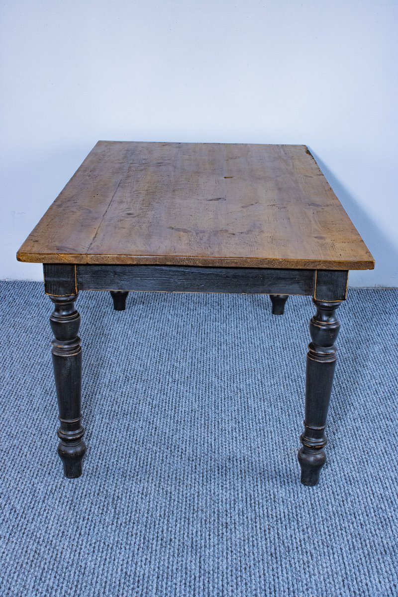 Vintage Hungarian Pine Farm Table with Lathed Legs, 1890s for sale at ...