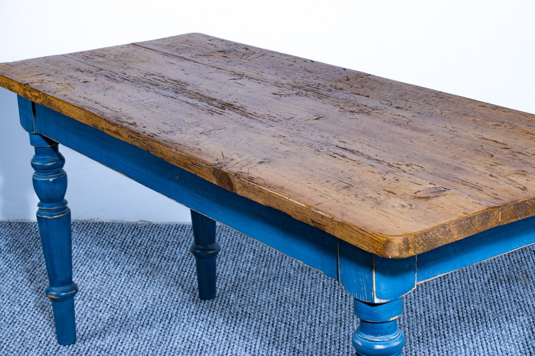 Antique Hungarian Pine Farm Table with Lathed Legs, 1890s for sale at ...