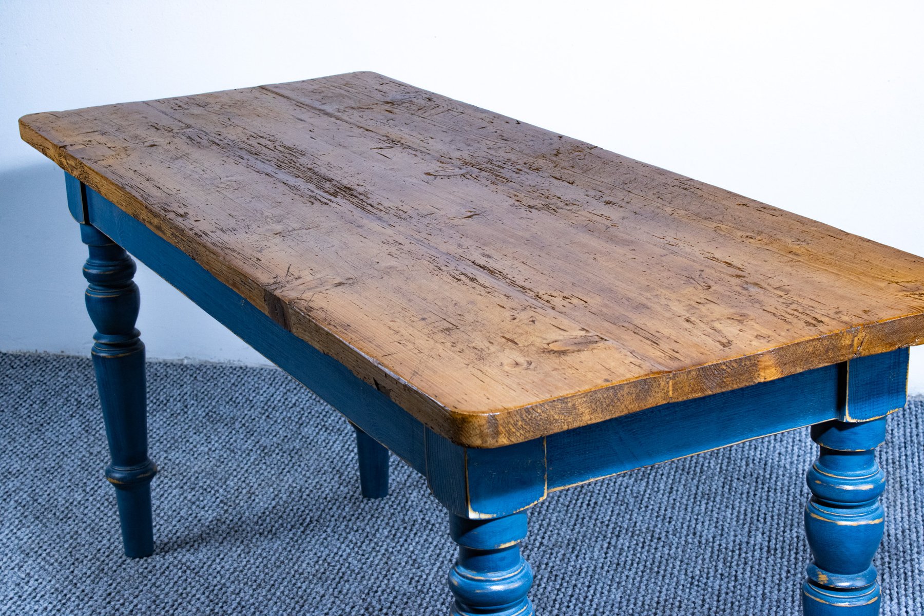 Antique Hungarian Pine Farm Table with Lathed Legs, 1890s for sale at ...