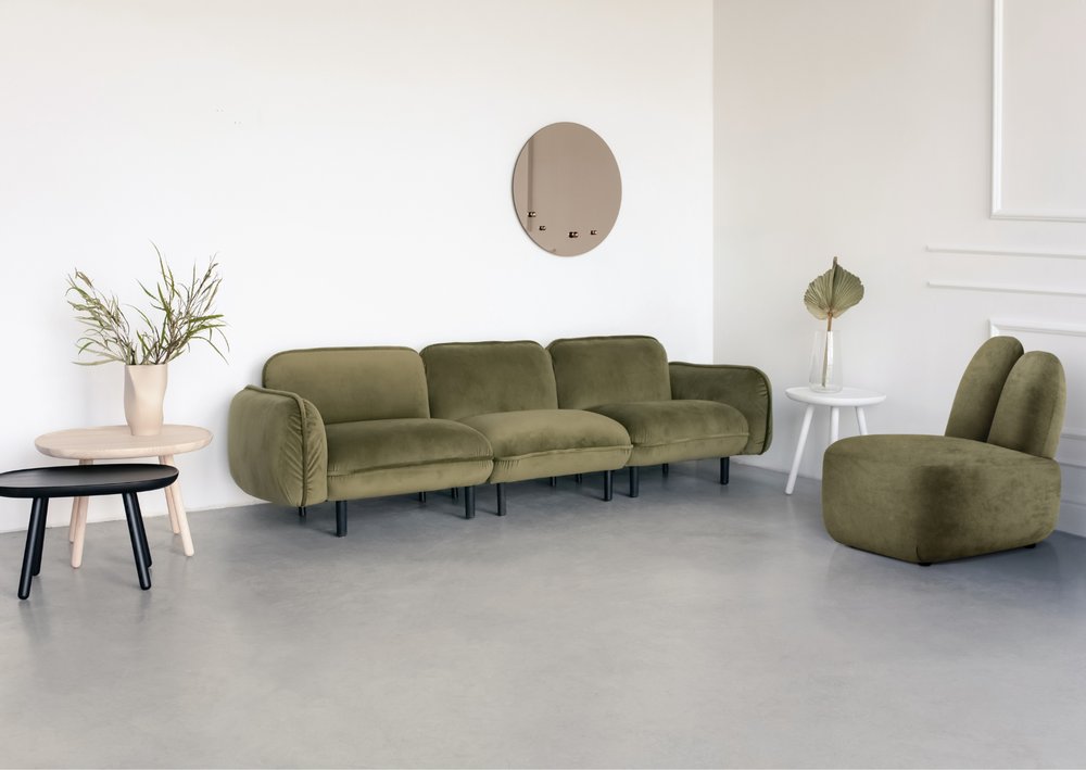 Bunny Designer Lounge Chair in Green Velour Fabric from EMKO for sale ...